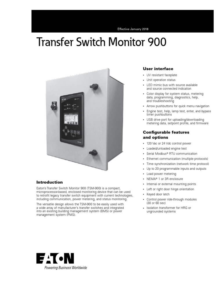 Transfer Switch Monitor 900 Overview | PDF | Network Switch ...