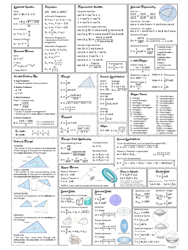 Formula Share | PDF | Euclidean Geometry | Triangle Geometry
