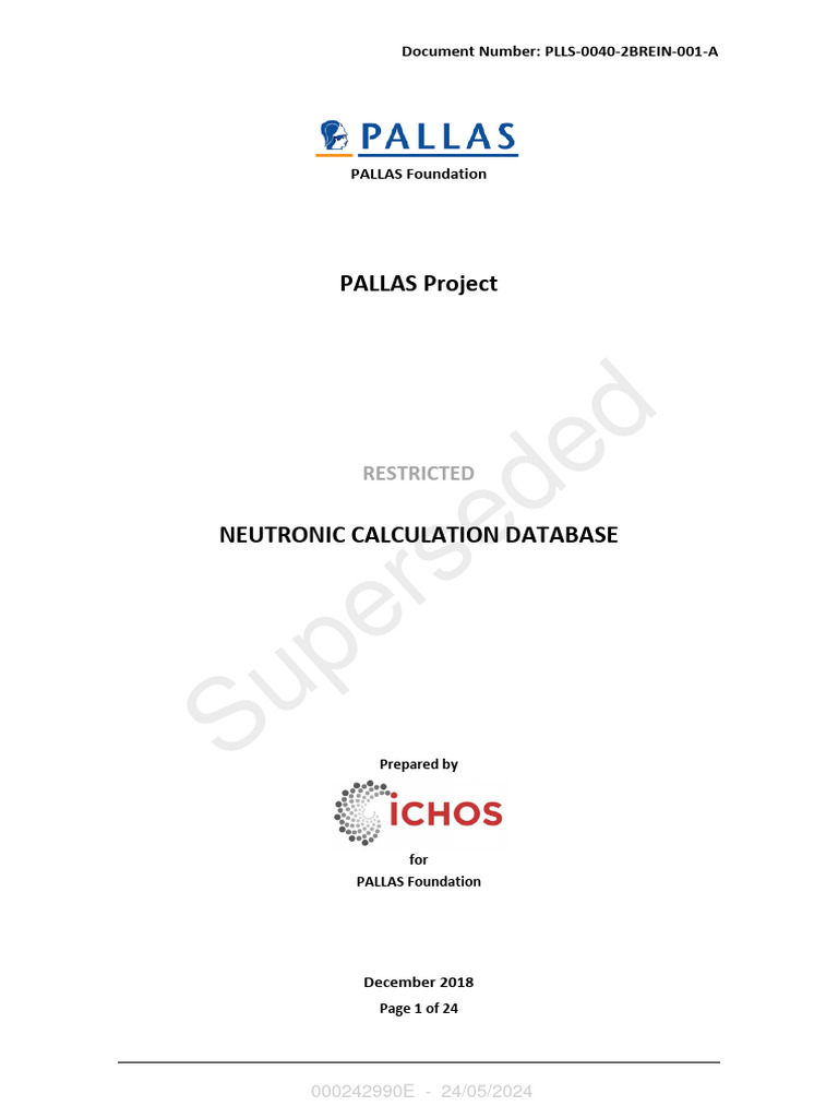 NEUTRONIC CALCULATION DATABASE (PLLS-0040-2BREIN-001-A) | PDF | Nuclear Reactor | Temperature