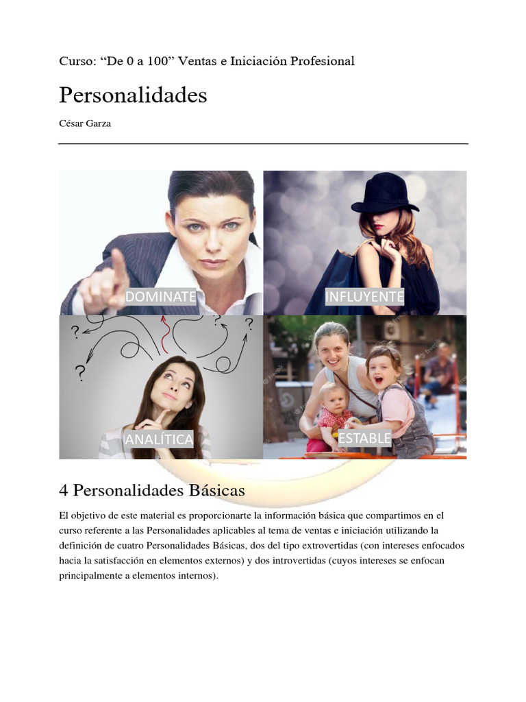 Personalidades Resumen Indagación de Prospectos | PDF | Las emociones | Marca