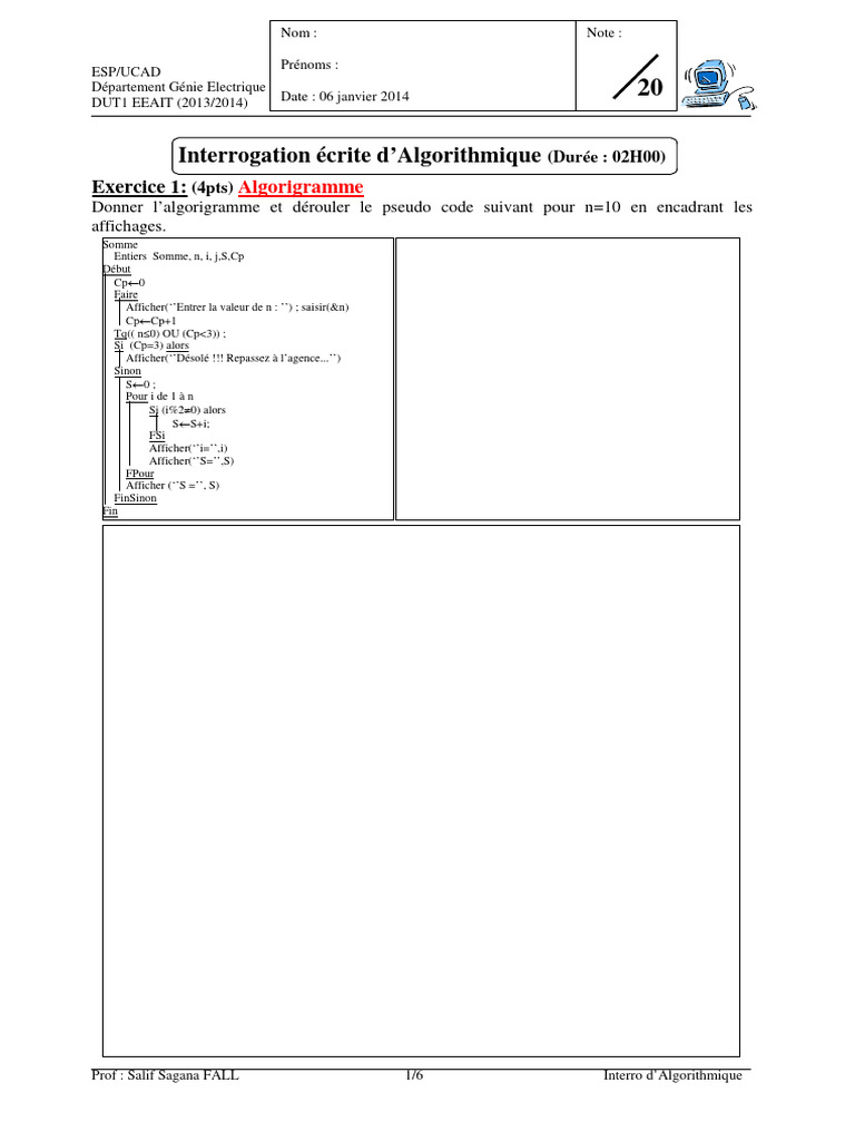 Interro ALGO DUT1 EEAIT 13 14 | PDF