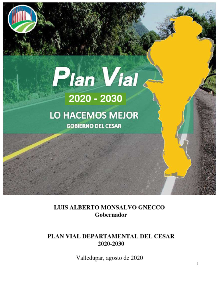 Plan Vial Del Departamento Del Cesar 2020 2030 | PDF