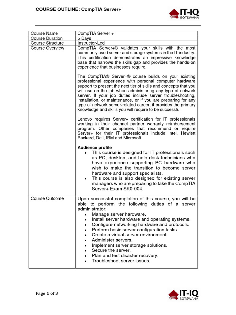 Comptia Server Pdf Computer Network Server Computing