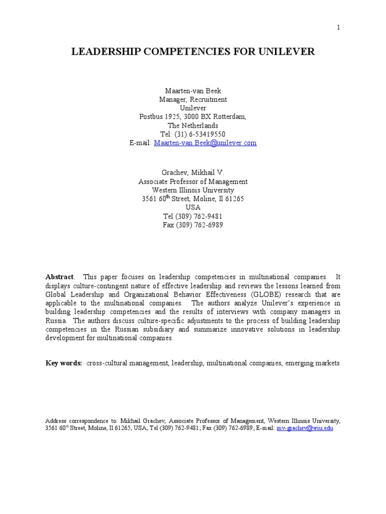 Case Study Leadership Unilever | PDF | Competence (Human Resources ...