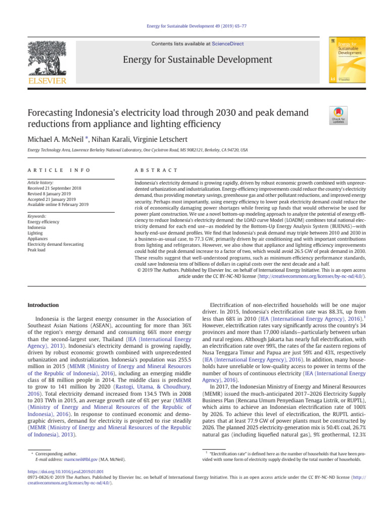 Forecasting Indonesia's Electricity Load Through 2030 and Peak Demand ...