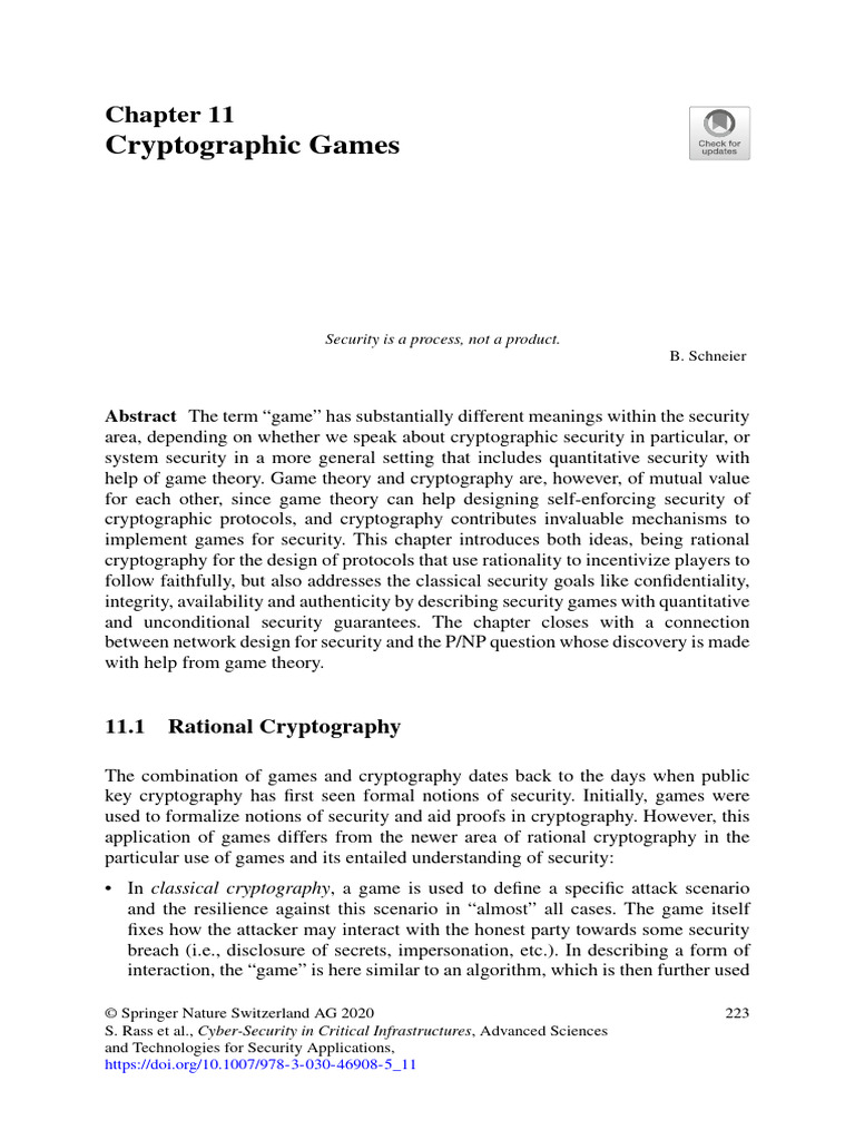 Cryptographic Games | PDF | Cryptography | Secrecy