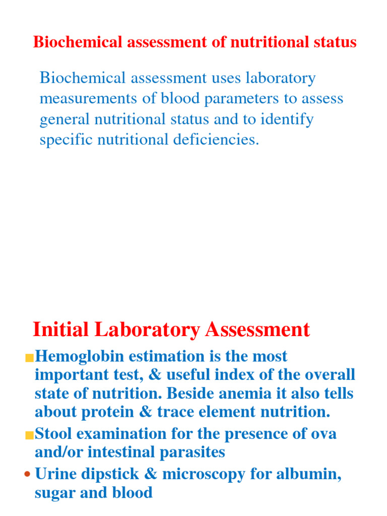 Biochemical Assesment | Download Free PDF | Malnutrition | Micronutrient