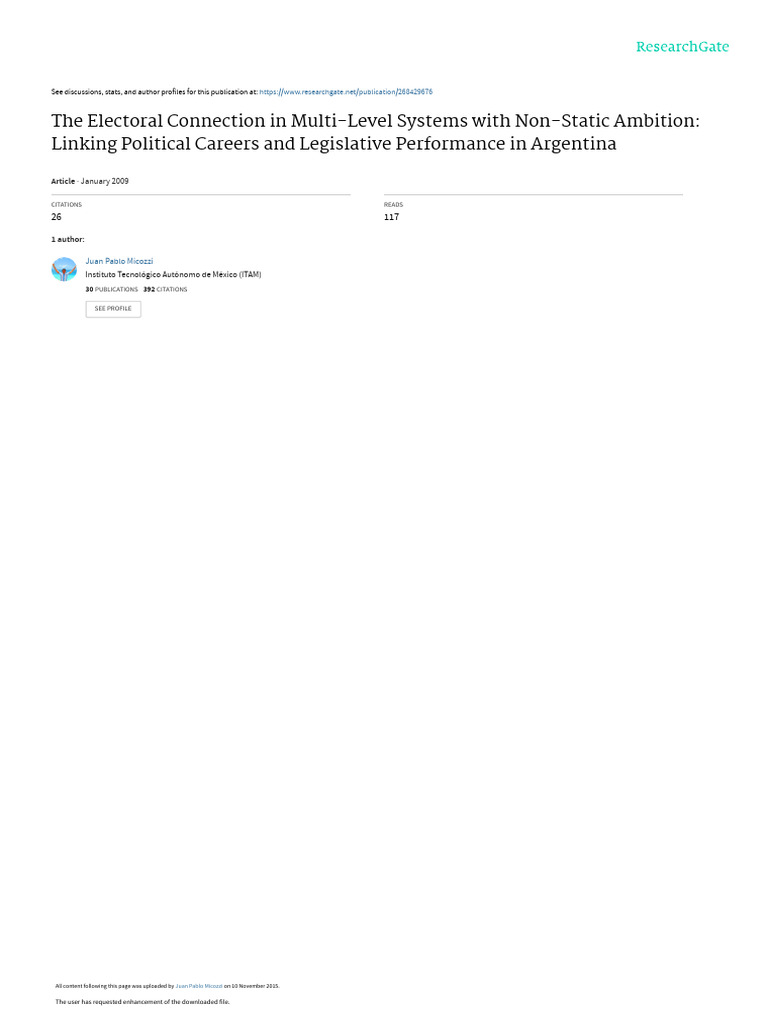 The Electoral Connection in Multi-Level Systems Wi | PDF | Institution ...