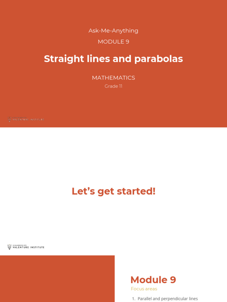 Grade 11 Math: Lines & Parabolas | PDF