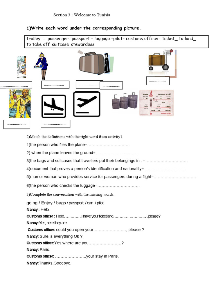 Airport Vocabulary Exercises PDF | PDF | Baggage