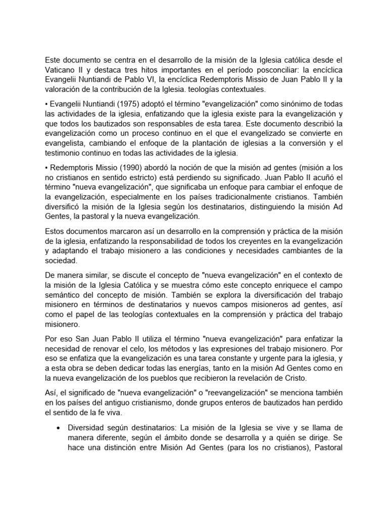 Resumen Cap 7 | PDF | Evangelización | Misionero