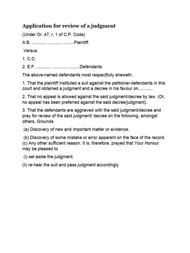Application for Review of Judgment | PDF