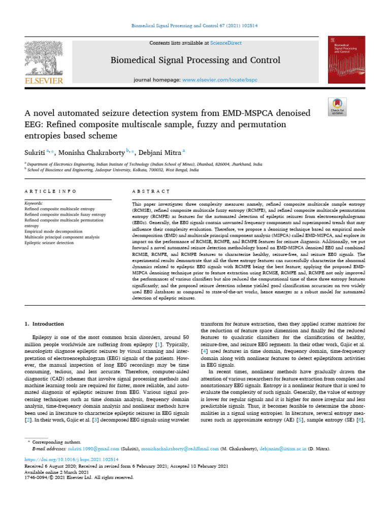 A Novel Automated Seizure Detection System From Emd Mspca Denoised 1