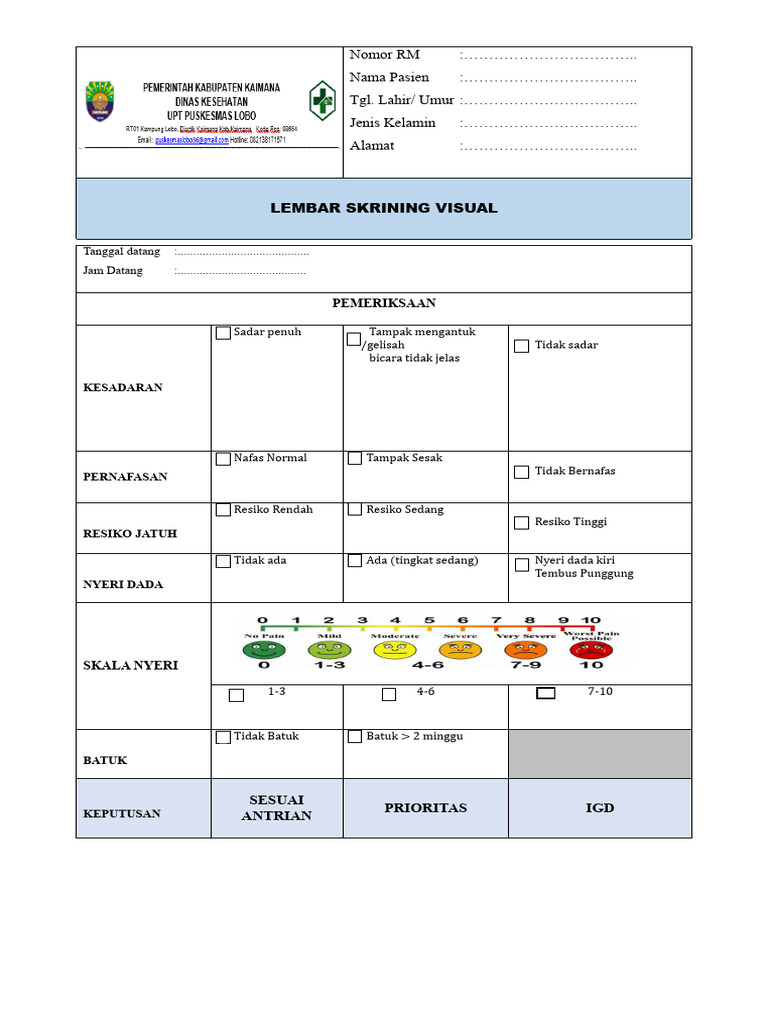 FORM SKRINING VISUAL, RESIKO JATUH | PDF