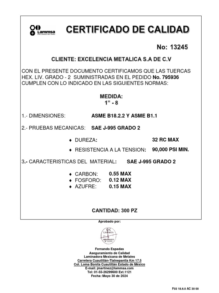 Cert - 13245 Tca Liv | PDF