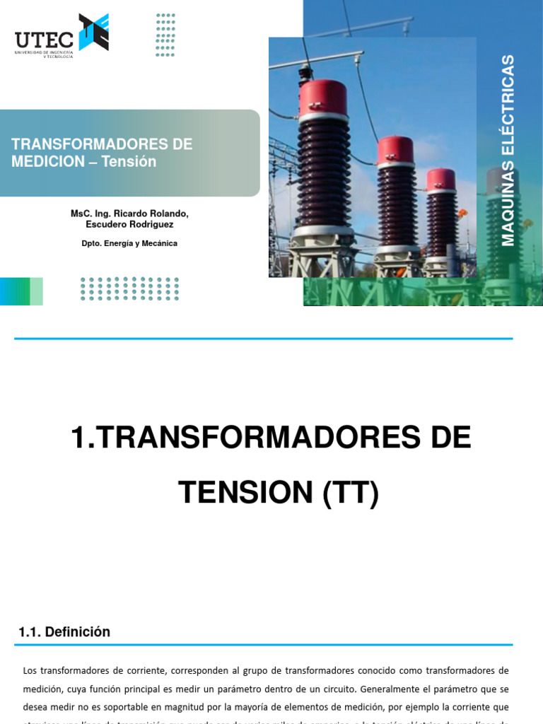 Semana 6 Transformadores De Medicion 2 Pdf Transformador Aislador
