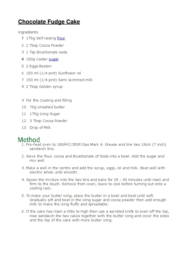 Chocolate Fudge Cake | PDF | Cooking, Food & Wine | Technology ...