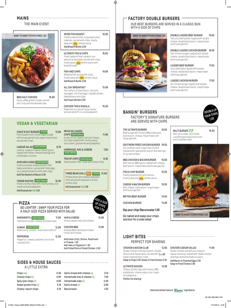 Factory Main Menu | PDF | Hamburgers | French Fries