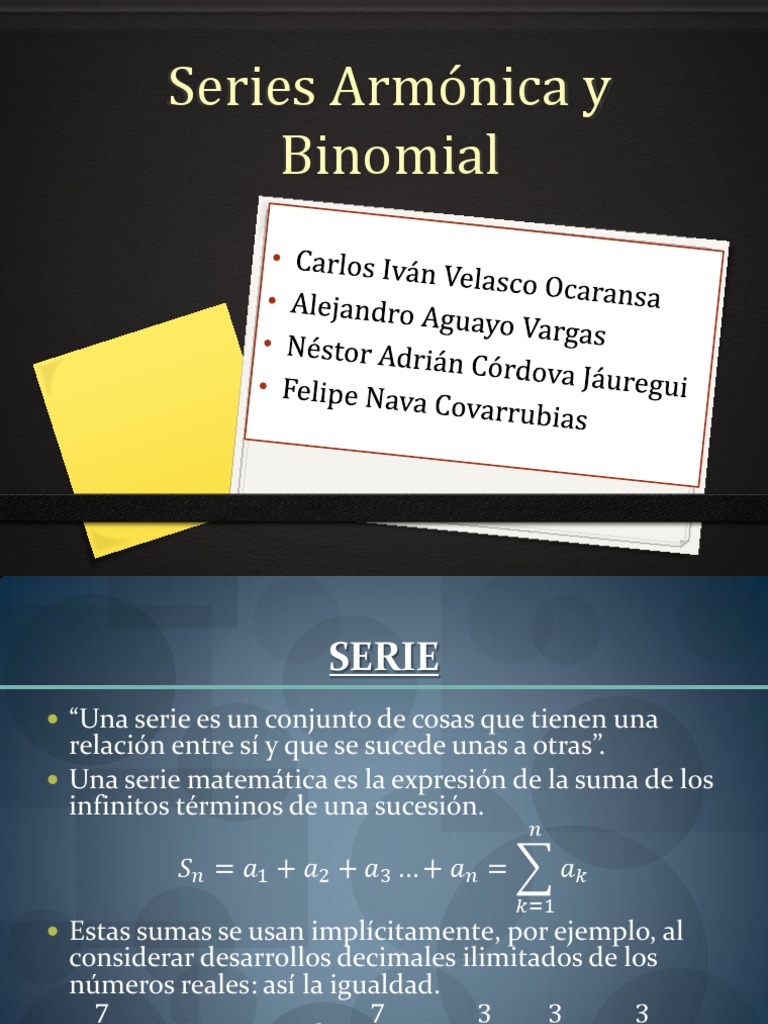 Series Armónica y Binomial Explicadas | PDF | Series (Matemáticas ...