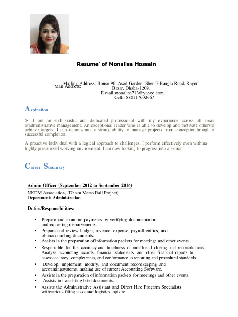 MONALISA final CV pdf for all | PDF | Master Of Business Administration