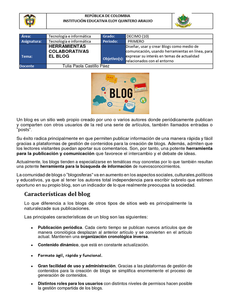 Guia 2 Decimo Primer Periodo | PDF | Blog | Word Press