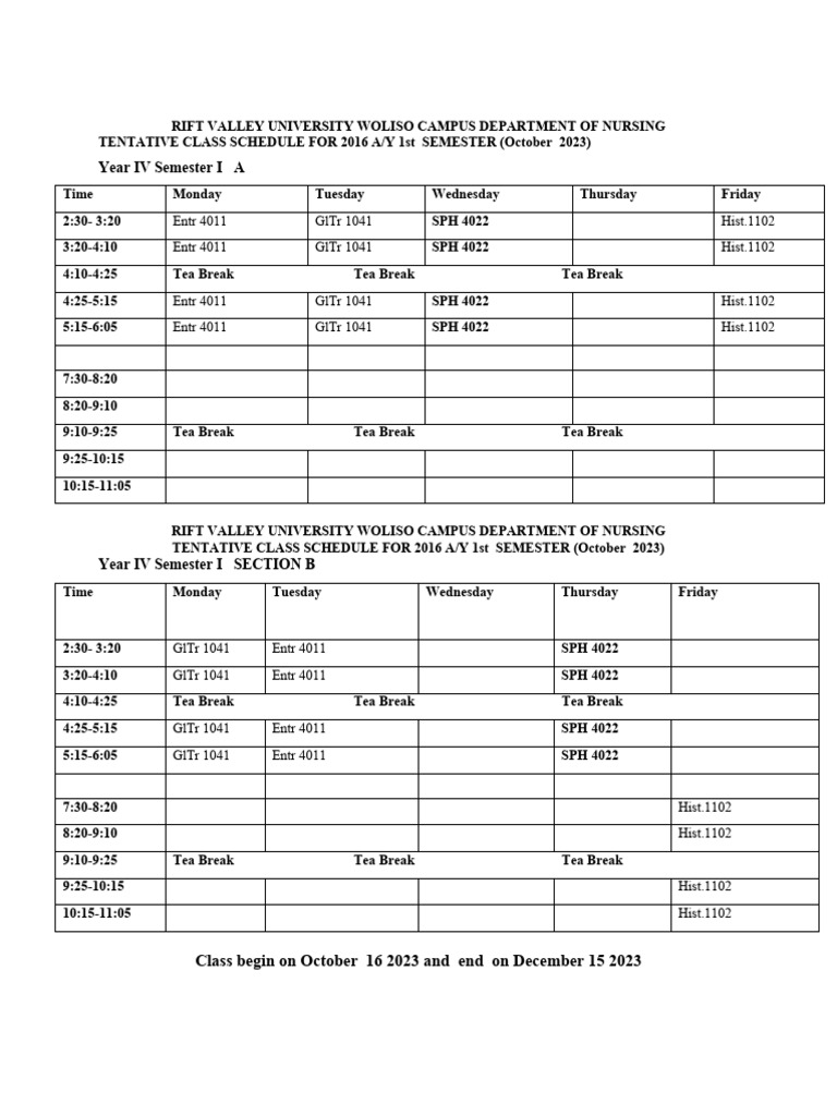 Fourth Year Nursing Schedule - REVISED | PDF