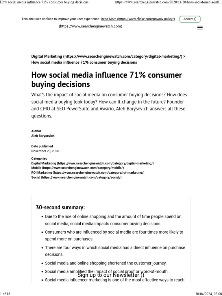 How Social Media Influence 71% Consumer Buying Decisions | PDF | Digital Marketing | Social Media