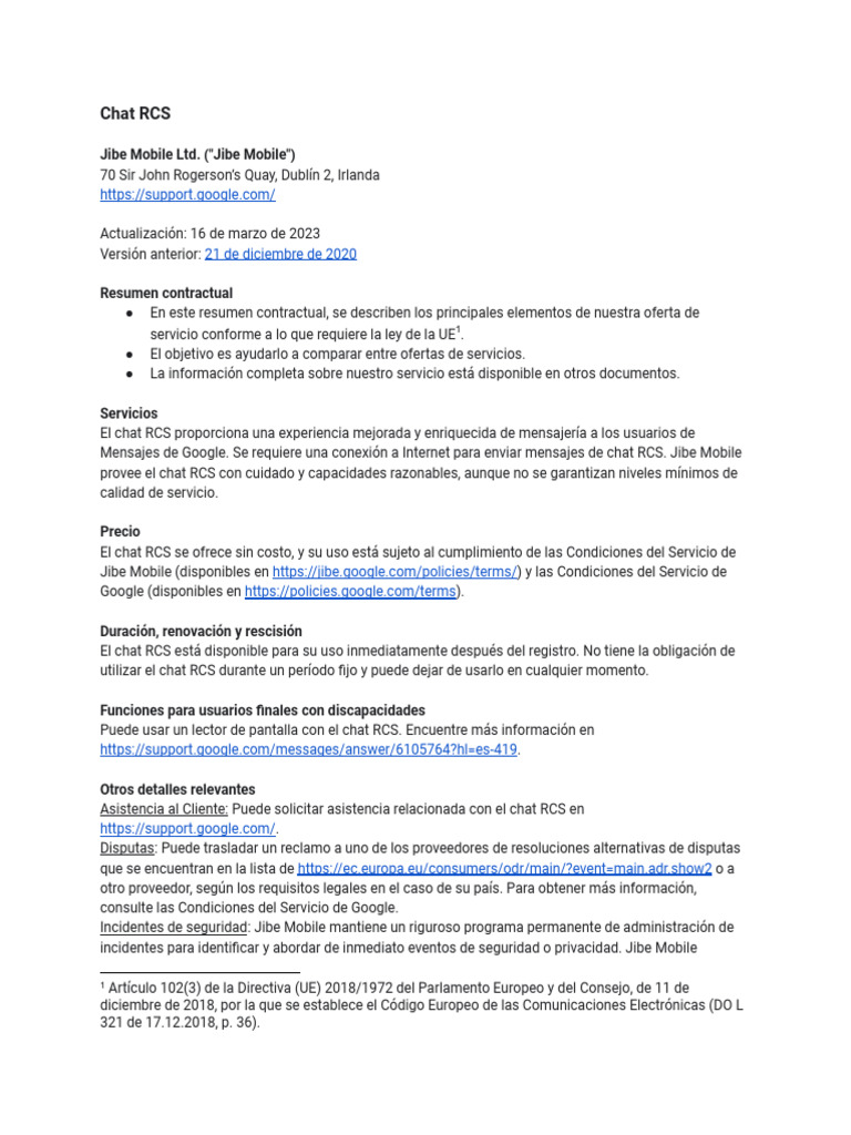 Chat RCS: Jibe Mobile Ltd. ("Jibe Mobile") | PDF | Chat en linea ...