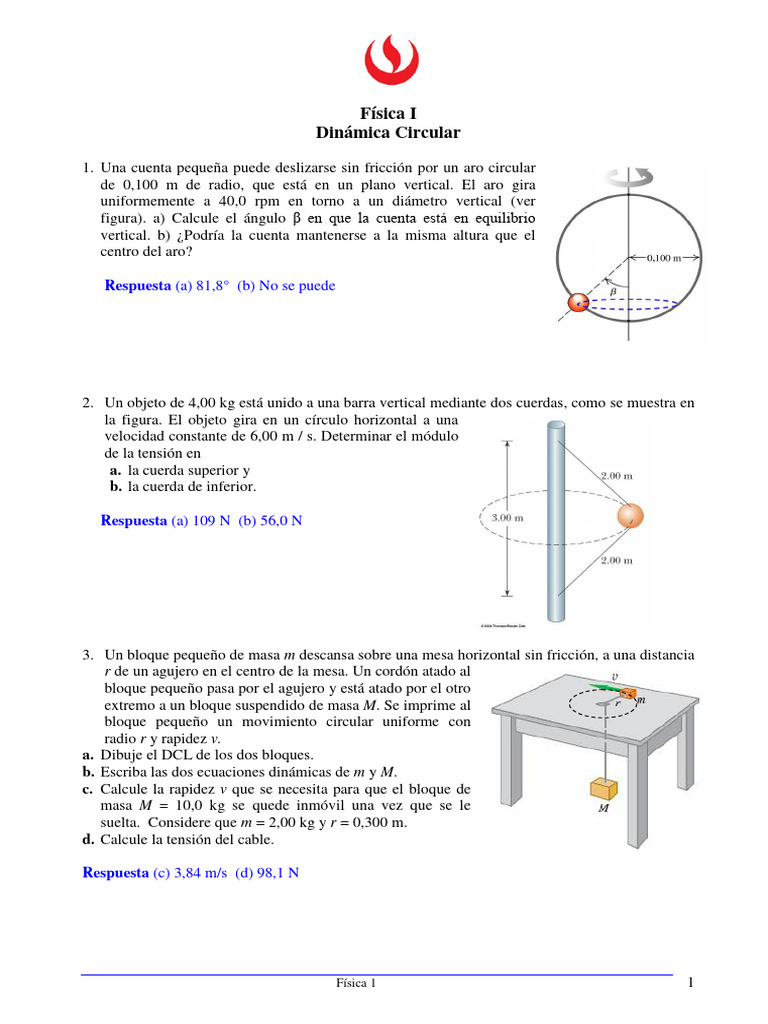Ejercicio Propuestos de Dinamica Circular | PDF | Métodos y materiales de enseñanza