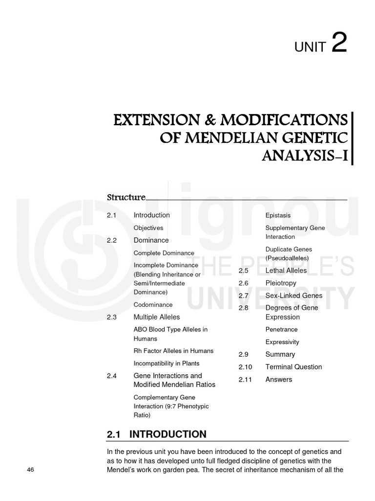 Unit-2 | PDF | Dominance (Genetics) | Allele
