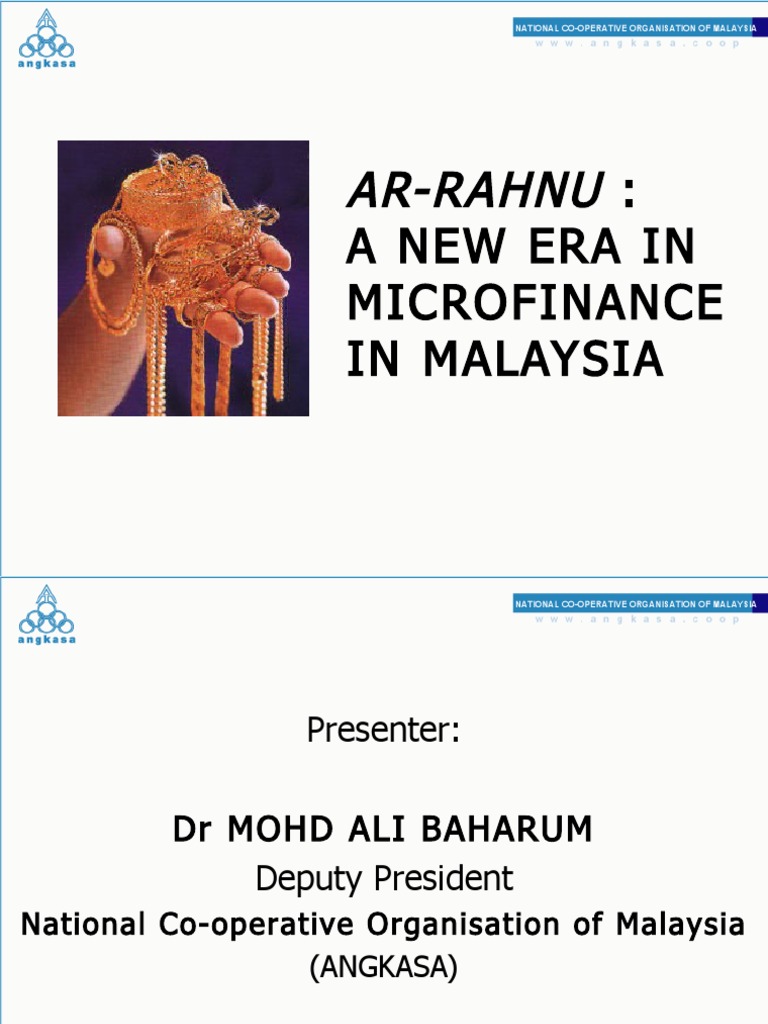 Malaysia's Ar-Rahnu Microfinancing: An Alternative to Conventional Pawn ...