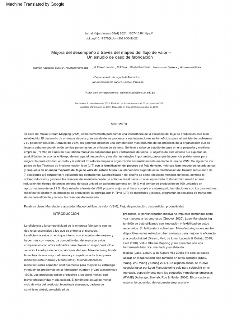 Performance Improvement Through Value Stream Mapping | PDF | Lean Manufacturing | Residuos