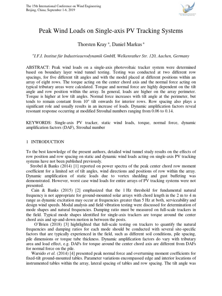 Peak Wind Loads On Single-Axis PV Tracking Systems | PDF | Wind Tunnel | Photovoltaic System