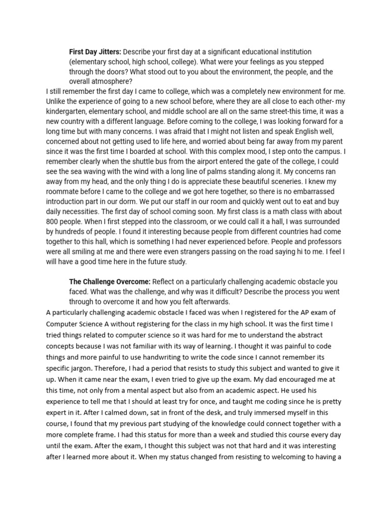 School Memory Brainstorm 1 | PDF | Experience | Psychology