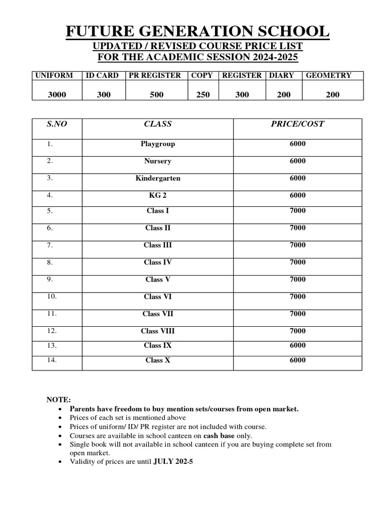 Future Generation School Classwise | Download Free PDF | Books | Textbook