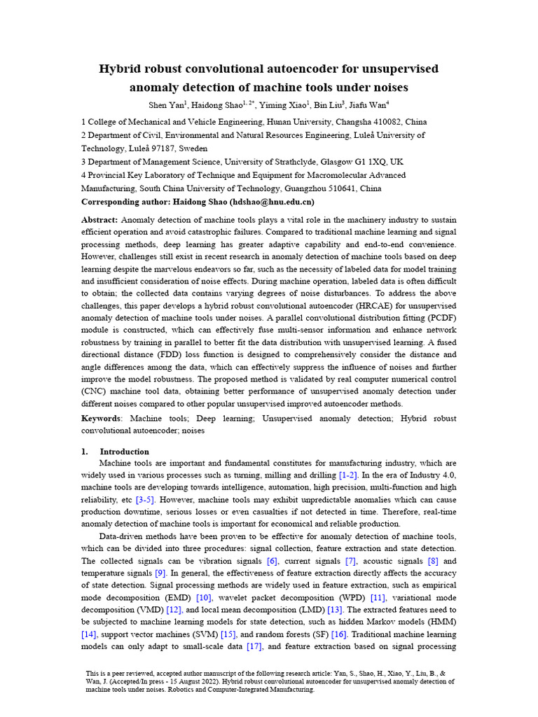 Yan Etal RCIM 2022 Hybrid Robust Convolutional Autoencoder For Unsupervised Anomaly Detection ...
