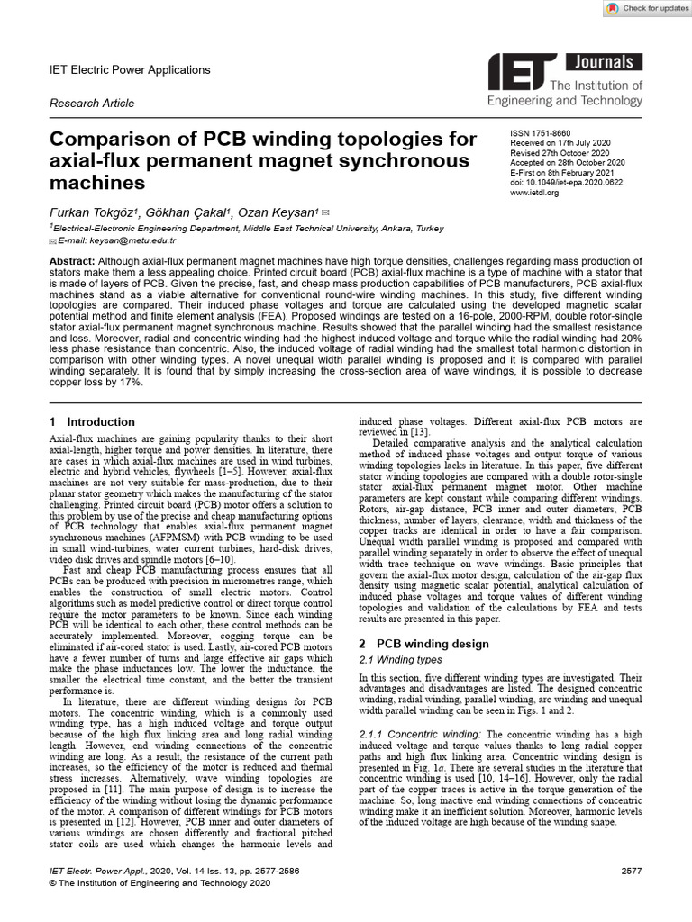 IET Electric Power Appl - 2021 - Tokgöz - Comparison of PCB Winding ...