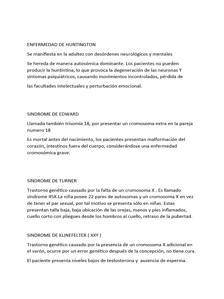 Enfermedad de Huntington | PDF | Especialidades Medicas | Enfermedades ...