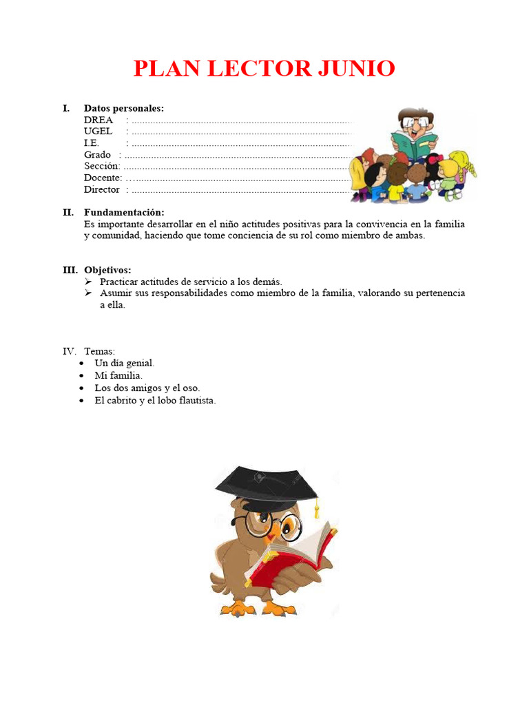 2° Plan Lector - Junio | PDF | Comprensión lectora | Metodos de aprendizaje