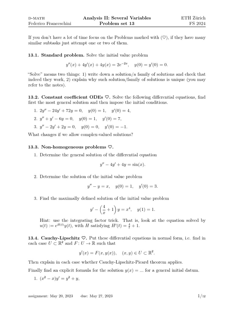 Ps 13 Sol | PDF | Eigenvalues And Eigenvectors | Ordinary Differential Equation