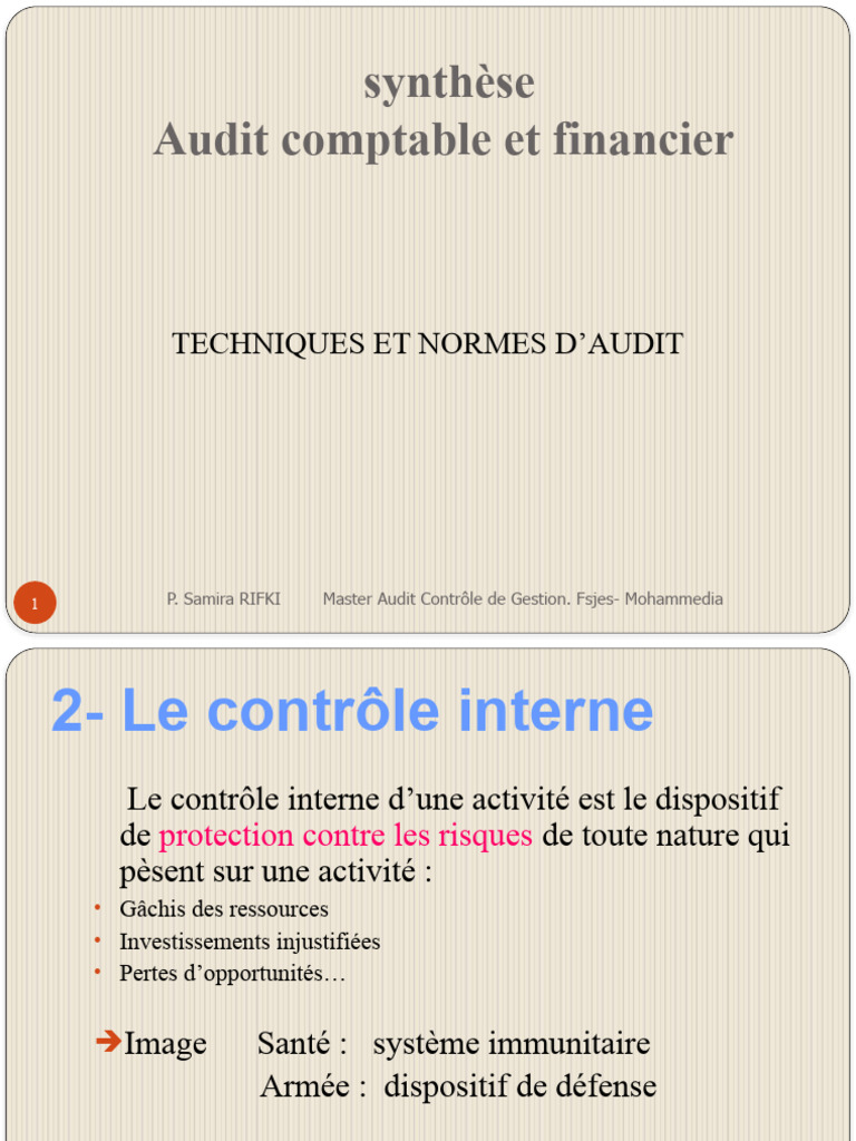 ENCG_Techniques_normes_audit ppt | Télécharger gratuitement PDF | Audit | Contrôle interne