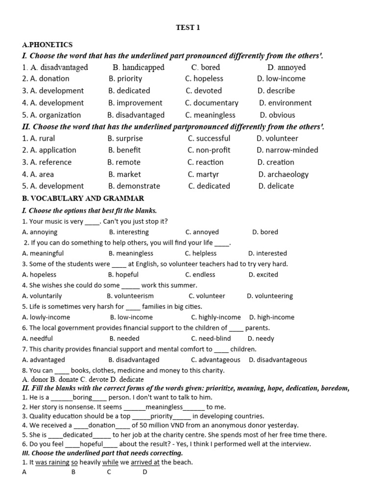 Phonetics and Grammar Practice Test | PDF