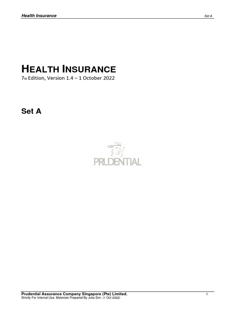 HI - 1. Pru HI 7th Edition Set A V1.4 | PDF | Insurance | Health Care