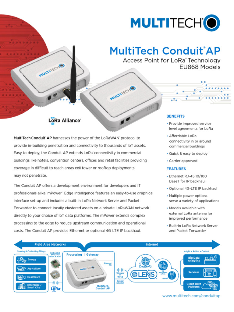 Multitech Conduit Ap: Access Point For Lora Technology Eu868 Models ...
