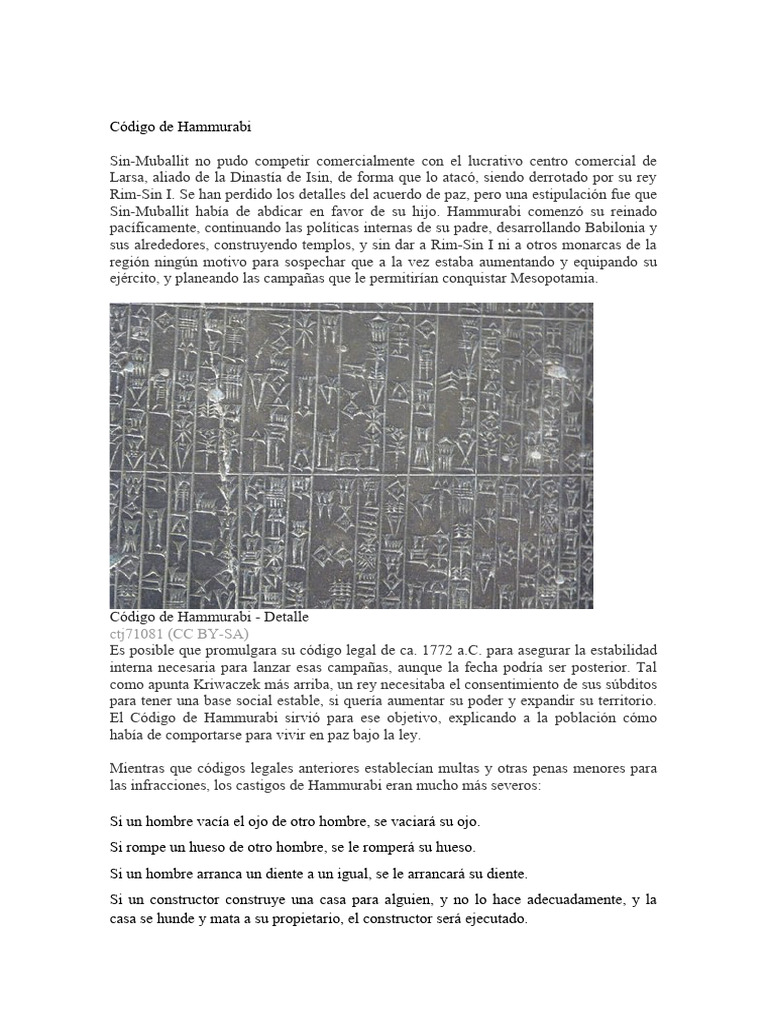 Código De Hammurabi Pdf Hammurabi Babilonia