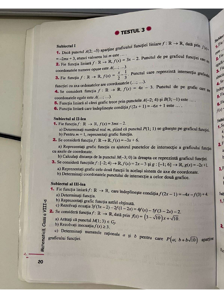 Test Functii 3 Clasa 8 | PDF