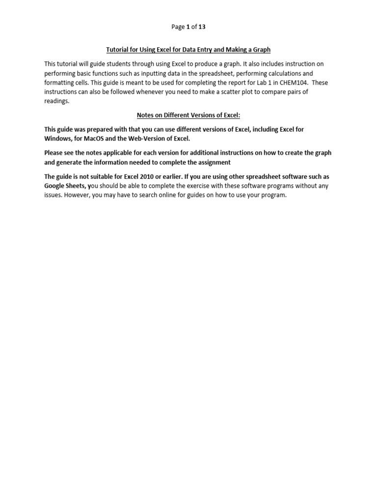 Graphing Using Excel - Updated Winter 2023 | PDF | Microsoft Excel | Spreadsheet