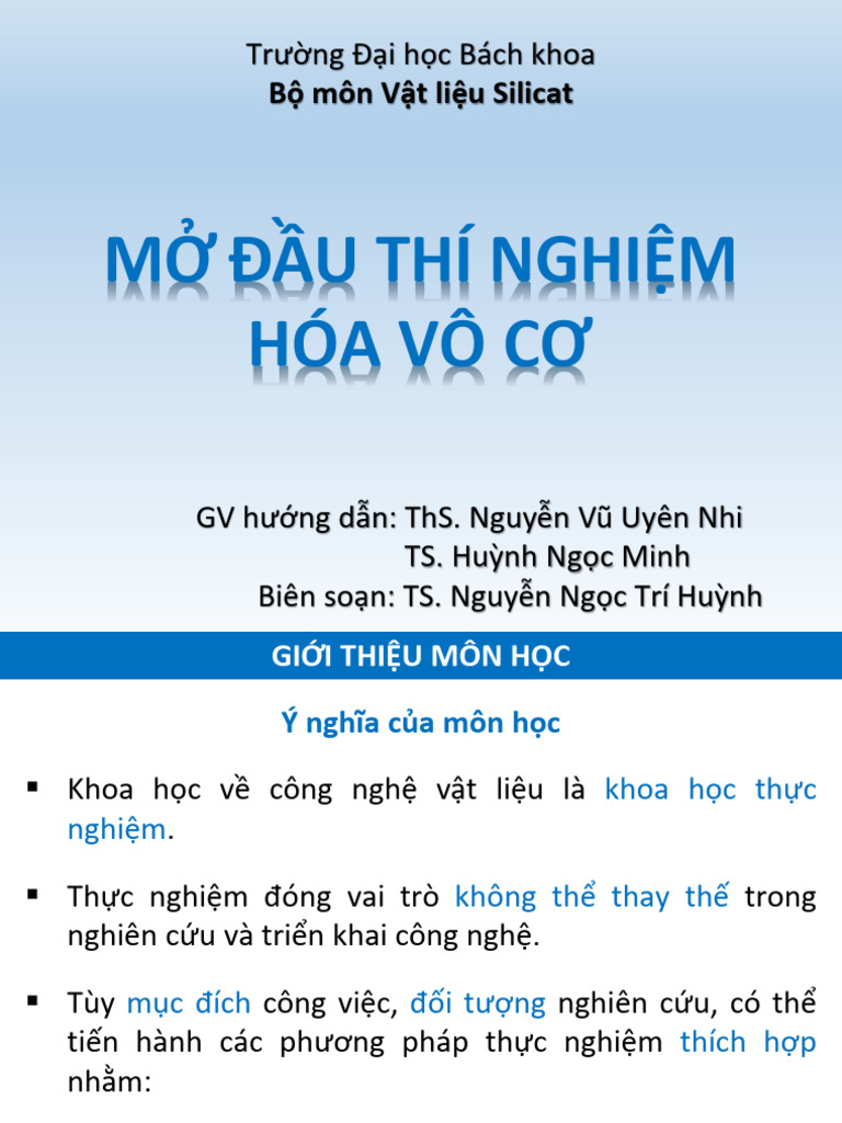 Cac Phuong Phap Phan Tich Trong Thi Nghiem Hoa Vo Co | PDF