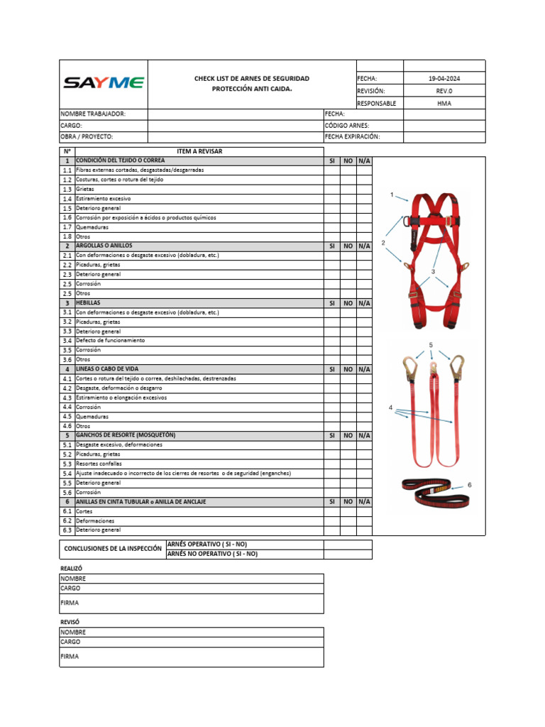 Check_list_arnes_de_seguridad_rev0 | PDF