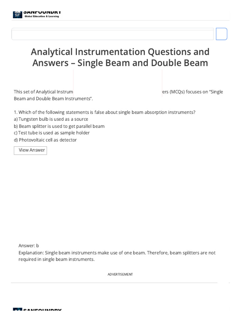 Single Beam & Double Beam Instruments Questions and Answers ...